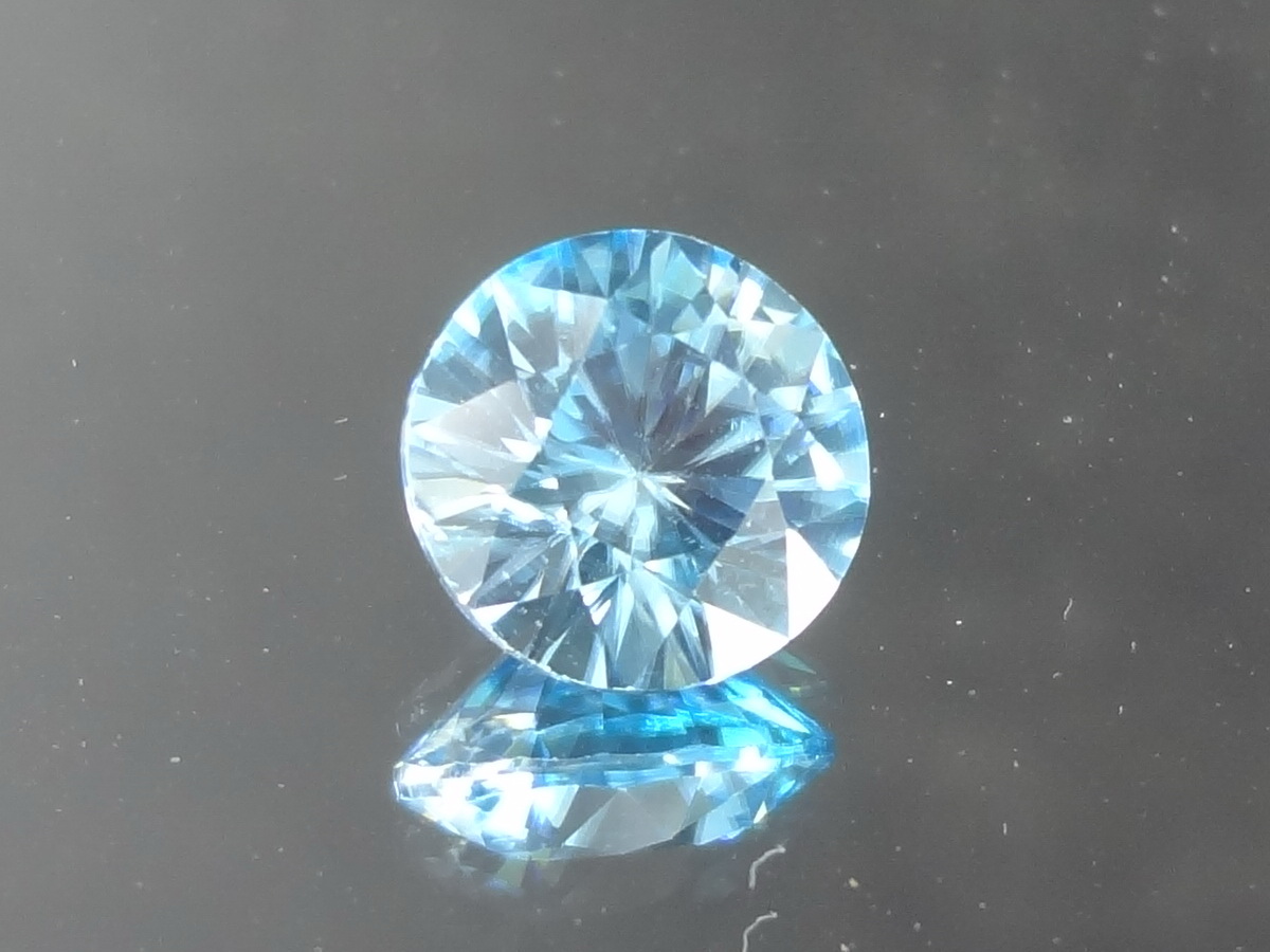 8.5mm Diamond Cut Blue Zircon from Cambodia